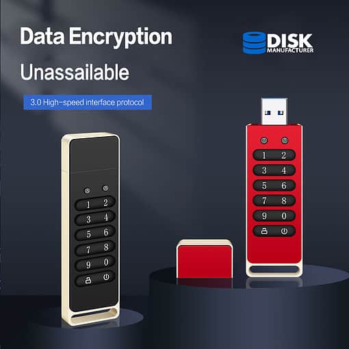 Physical Password Encrypted USB Flash Drive - Yunze