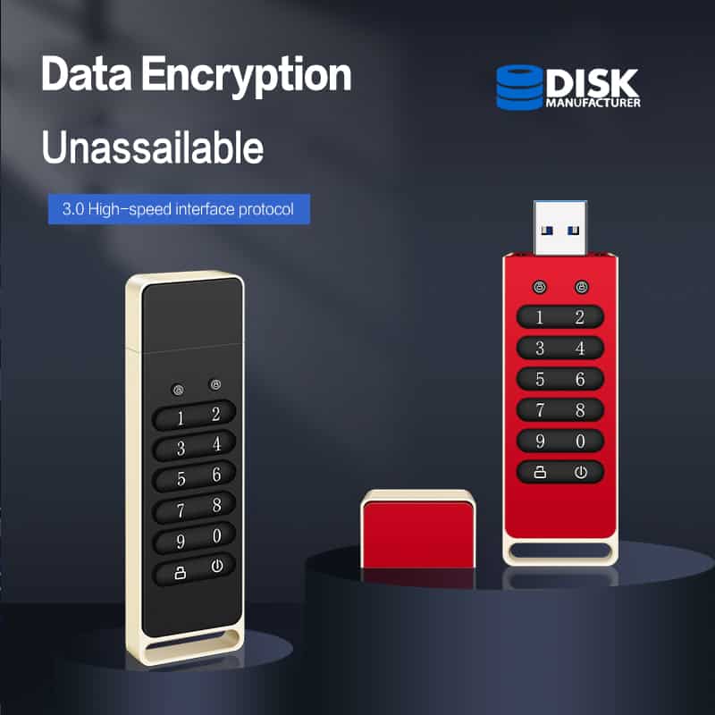 Physical Password Encrypted USB Flash Drive - Yunze