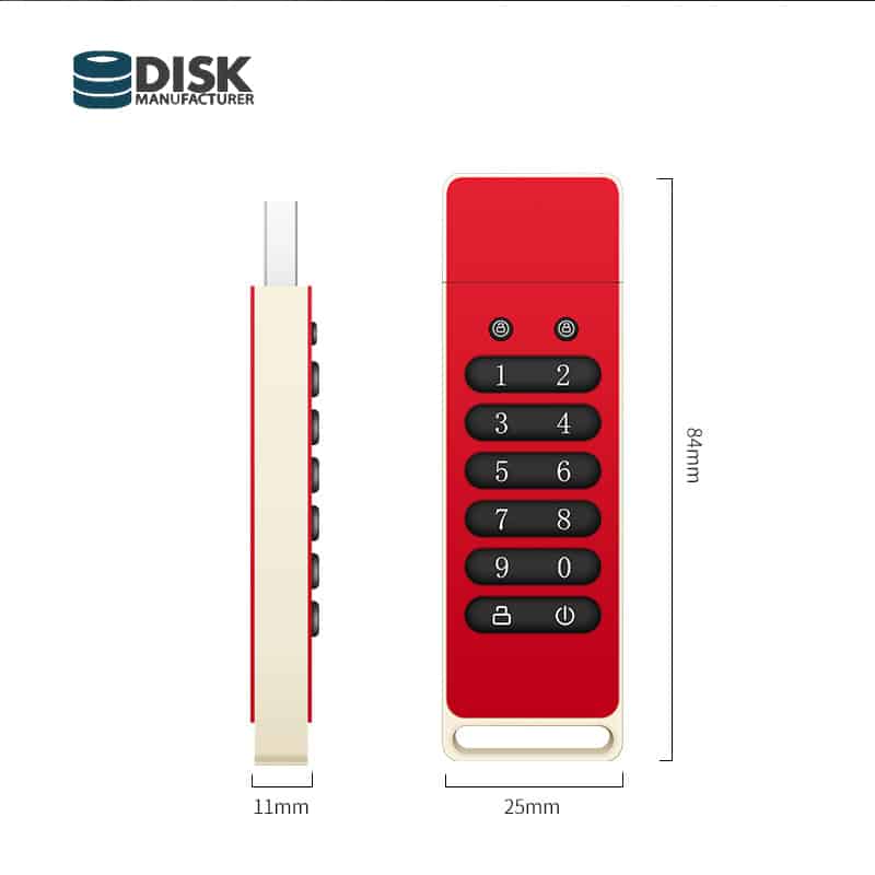 Physical Password Encrypted USB Flash Drive - Yunze