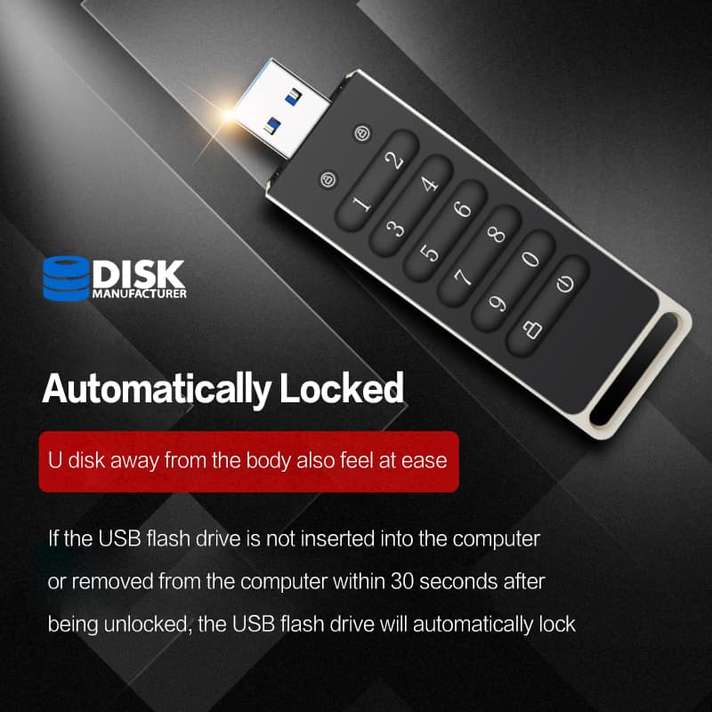 Physical Password Encrypted USB Flash Drive - Yunze
